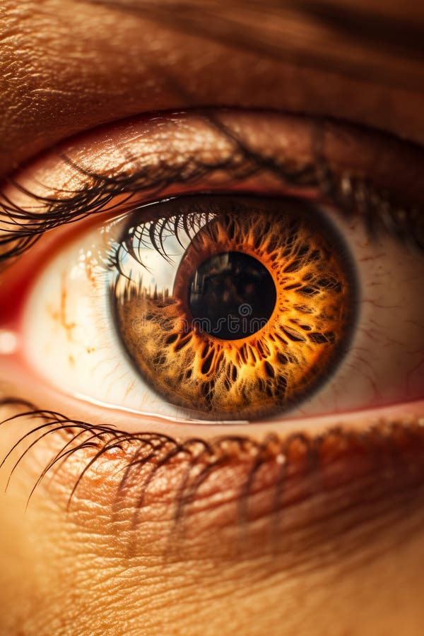 Close Up of Person& X27;s Eye with Brown Iris. Generative AI Stock ...