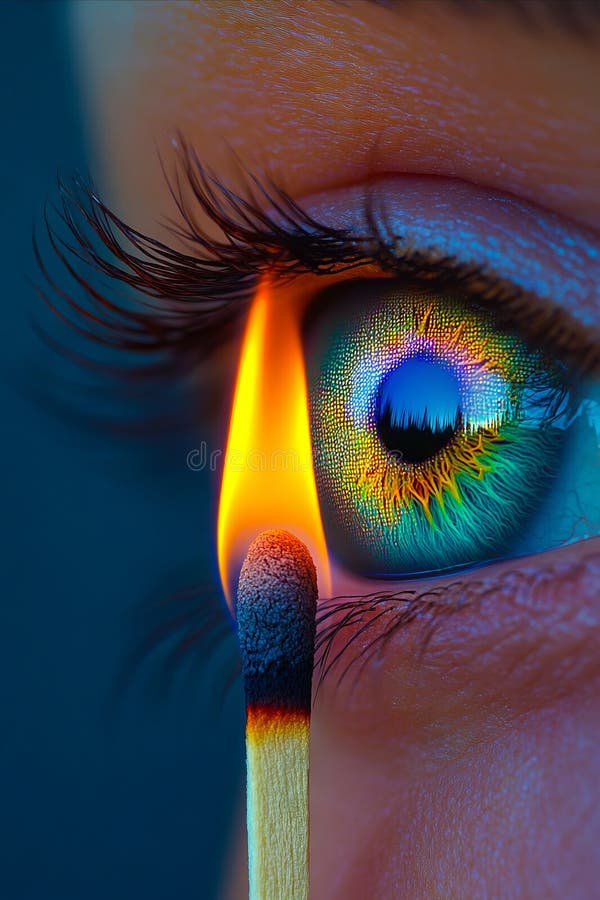 A Close Up of a Person S Eye with a Match in Front of it Stock Image ...
