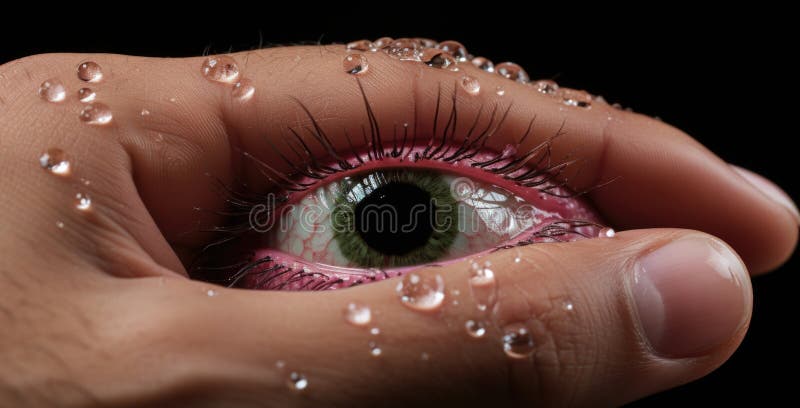 A Close Up of a Person S Eye with Water Droplets on it. Generative AI ...