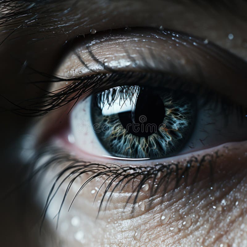 A Close Up of a Person& X27;s Eye with Water Drops, AI Stock Image ...
