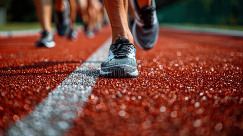 A Close Up of a Person S Feet on the Track, AI Stock Image - Image of ...