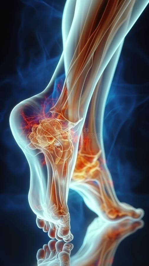 A Close Up of a Person S Foot and Ankle, Pain Visualization. Stock ...