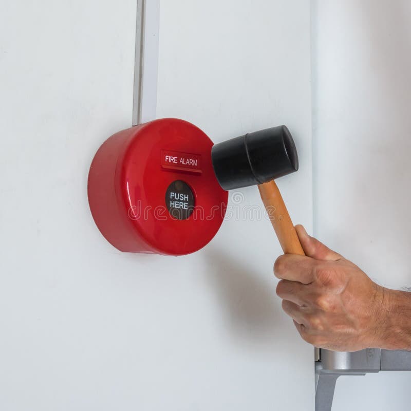 Close-up of Person`s Hand Breaking Glass of Emergency Button . Stock ...