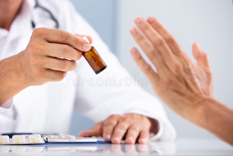 Patient Refusing To Use Medication Stock Photo - Image of doctor ...