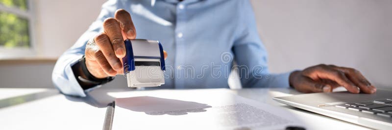 Close-up of a Person Stamping on Document Stock Photo - Image of office ...