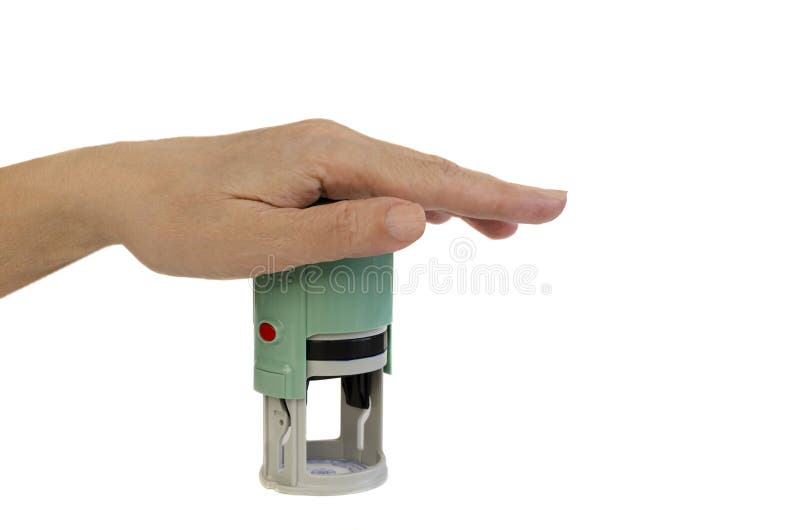 Close-up of a Person`s Hand Stamping with Approved Stamp Stock Image ...