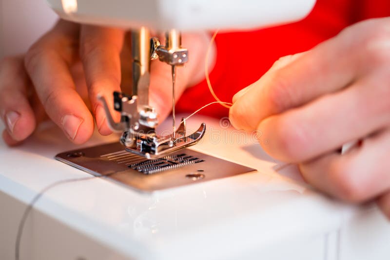 Person Inserting Thread in To a Needle Stock Photo - Image of effort ...