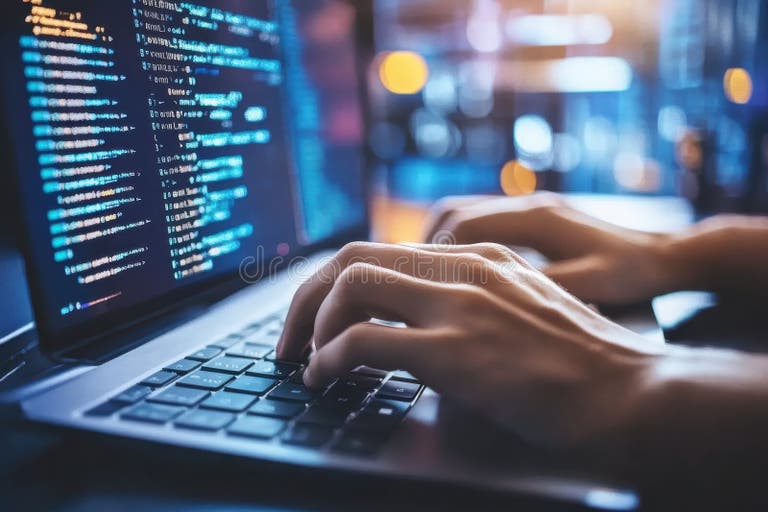 A Close-up of a Personâ€™s Hand Typing on a Keyboard, with Code ...