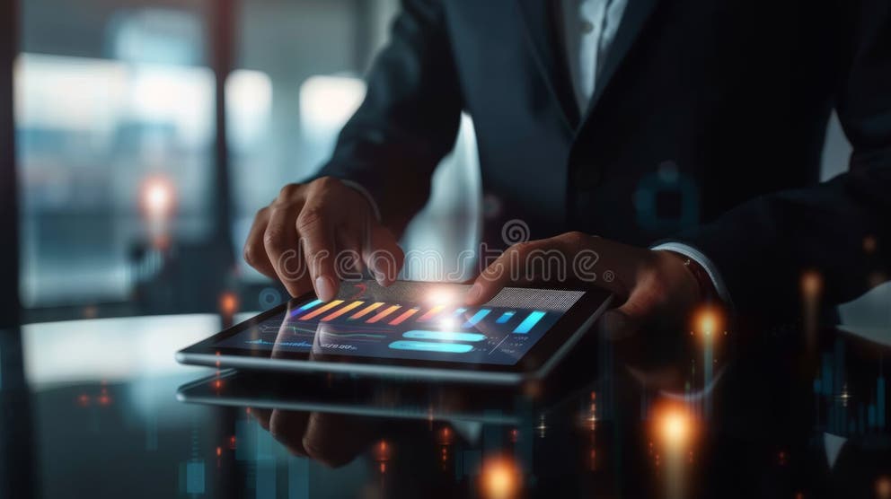 Close-up of a Person S Hand Using a Digital Interface with Glowing Blue ...