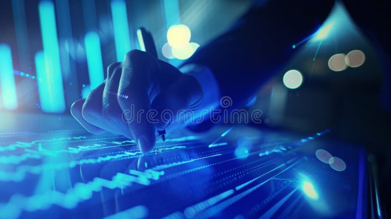 Close-up of a Person S Hand Using a Digital Interface with Glowing Blue ...
