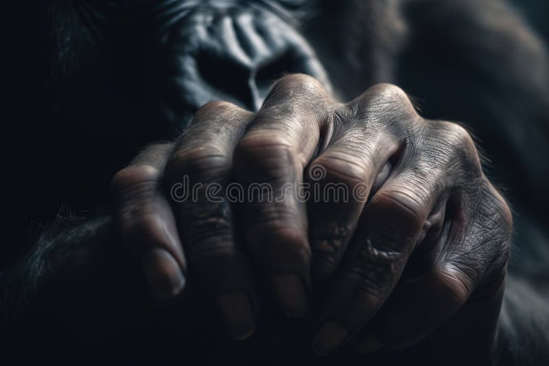 A Close Up of a Person S Hands Holding a Monkey Stock Illustration ...
