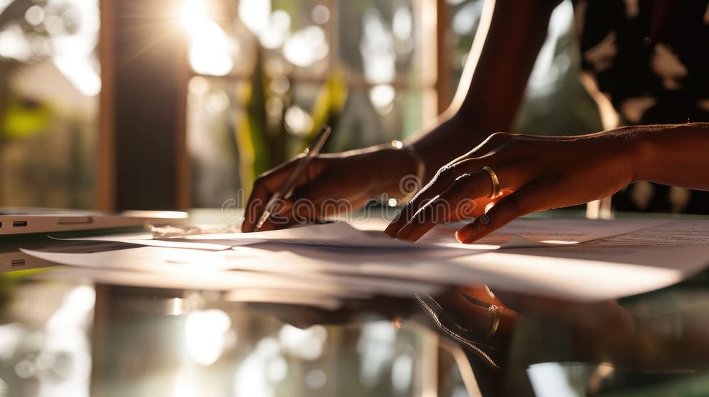 Close-up of a Person S Hands Sorting through a Large Stack of Papers ...