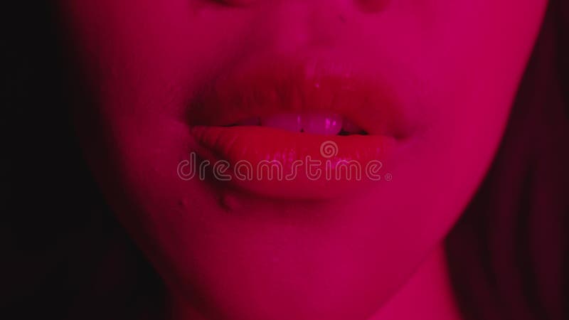 Close-up of Lips Under Red Light Stock Footage - Video of environment ...