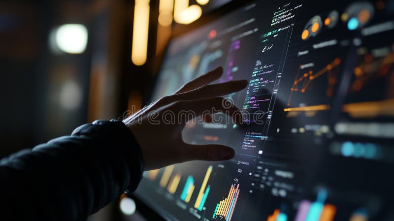 Close-Up of Person Using Advanced Data Visualization Tools Stock ...