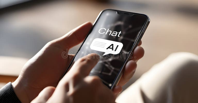 Close Up of Person Using Ai Chat App on Mobile Phone for Smart ...