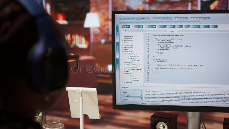 Close Up Of Person Using Coding Application To Write And Test Code Stock Image Image Of Tech