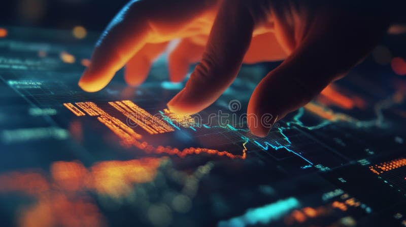 Close-Up of Person Using Data Visualization Tools Stock Illustration ...