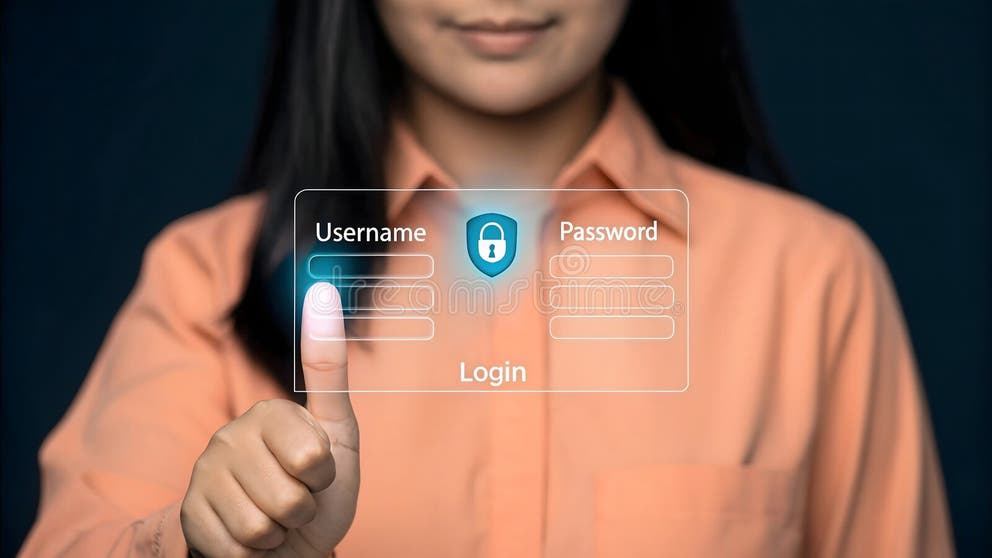 Person Using Fingerprint Scanner on Virtual Login Interface. Secure Digital Authentication with ...