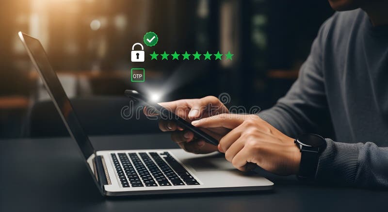 Two-Factor Authentication with OTP Code Secure Login on Smartphone and Laptop Stock Illustration ...