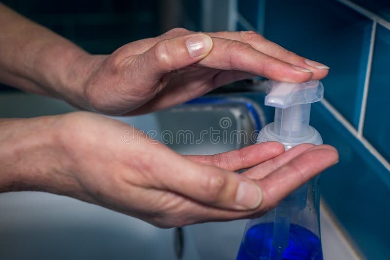 Hand Washing stock image. Image of hand, sink, dispenser - 176797663