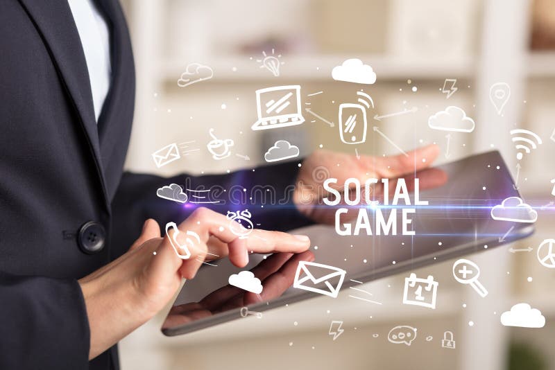 Close-up of a Person Using Social Networking Stock Image - Image of ...