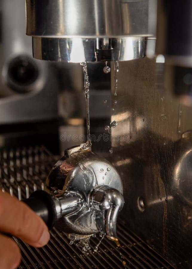 Close Up of Person Washing Espresso Machine Stock Photo - Image of ...