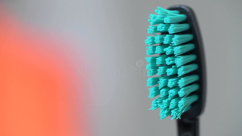 Close-up of a Personal Hygiene Item. Movement of a Toothbrush with a ...