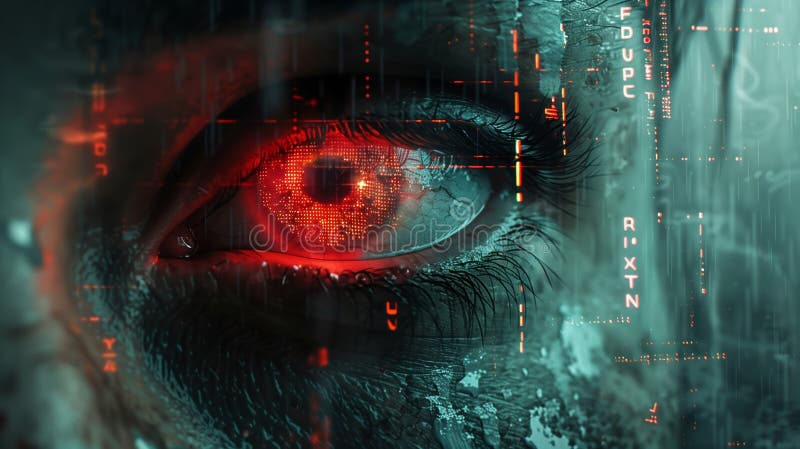 Close Up of Persons Eye Emitting Red Light Stock Photo - Image of ...