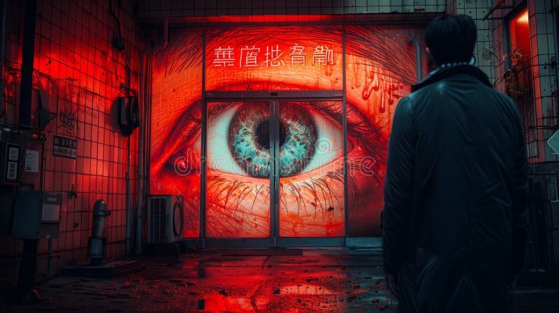 Close Up of Persons Eye Emitting Red Light Stock Image - Image of ...