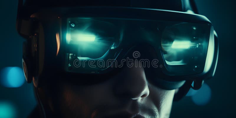 A Close-up of a Persons Eyes Wearing VR Goggles with a 3D Generative AI ...