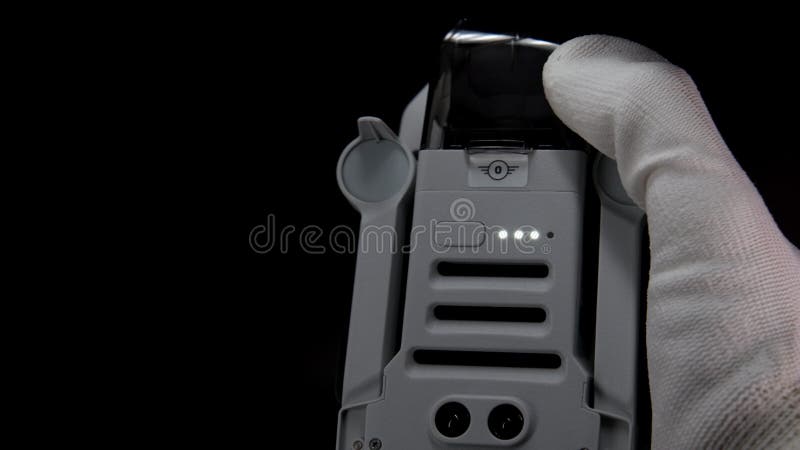 Activating Drone Power Button at Night for Aerial Photography Stock ...