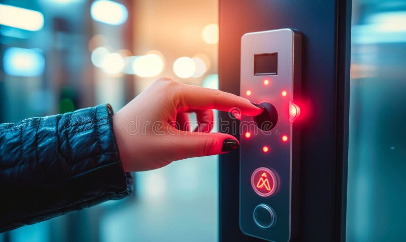 Close-up of a Persons Hand Using a Modern Security Access Control ...
