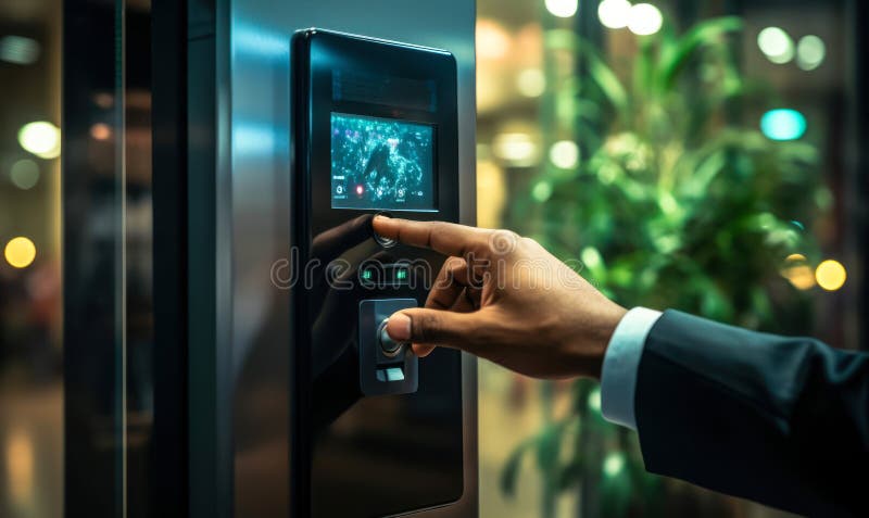 Close-up of a Persons Hand Using a Modern Security Access Control ...