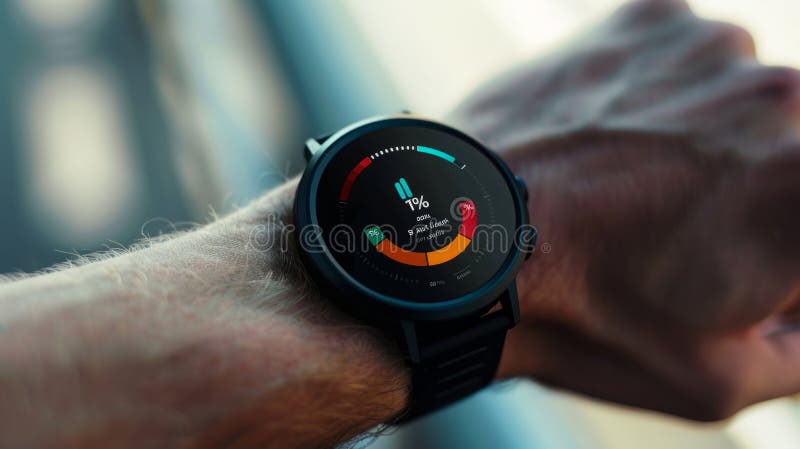 Close Up of a Persons Wrist Wearing a Black Smartwatch Displaying ...