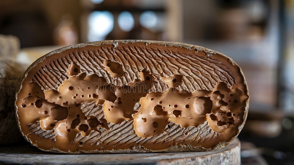 A Close-up Perspective of Aged Cheese Showcasing Unique Texture and ...