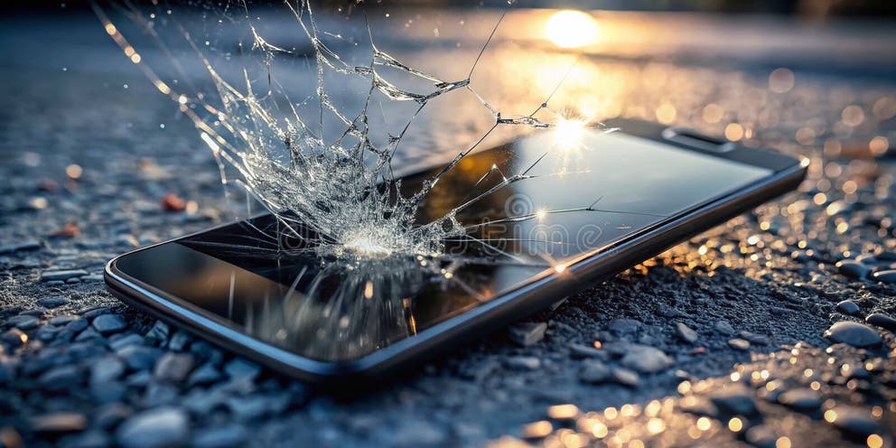Shattered Smartphone a Dramatic Closeup of a Modern Mobile Phones ...