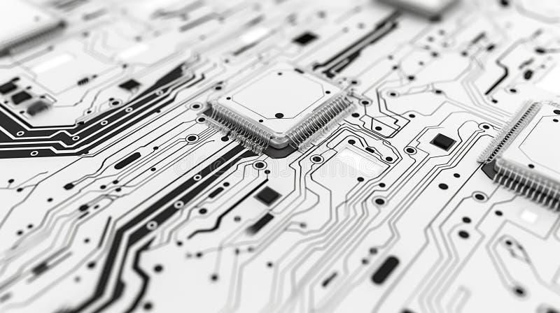 Close-Up View of Modern Computer Motherboard Circuitry and Processors ...