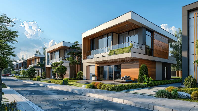 Close-up Perspective of a Modern Real Estate Property Stock ...