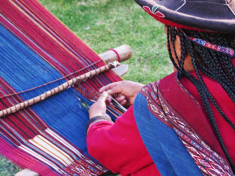 Close Up of Peruvian Lady in Authentic Dress Spinning Yarn by Ha Stock ...