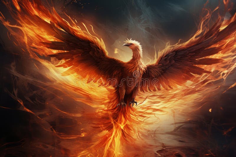 A Close-up of a Phoenix Rising from the Ashes Stock Illustration ...