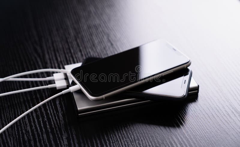 Closeup Phone Recharging on External Power Stock Image - Image of ...