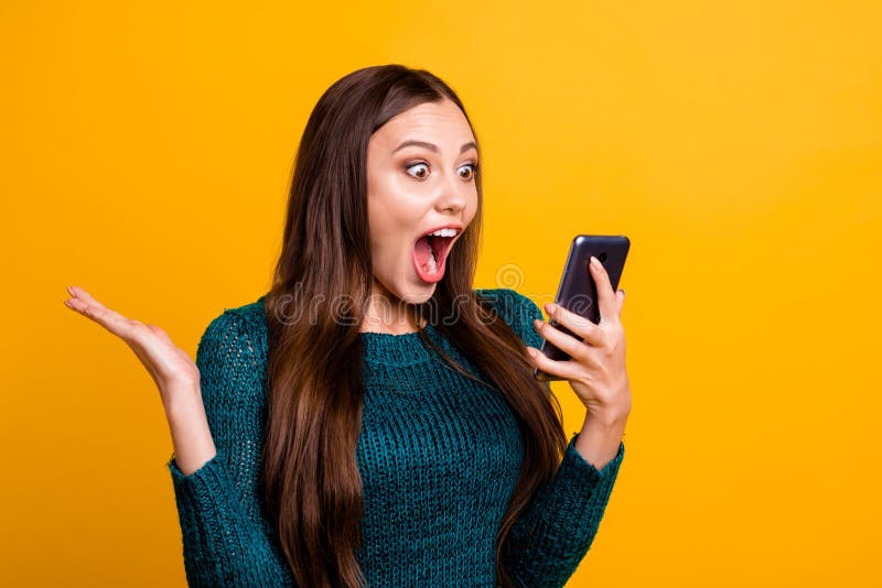 Close Up Photo Beautiful Amazing Her She Lady Hold Arms Hands Telephone