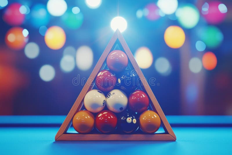 Generative Ai, Close Up Photo of Billiard Balls on a Blue Billiard ...