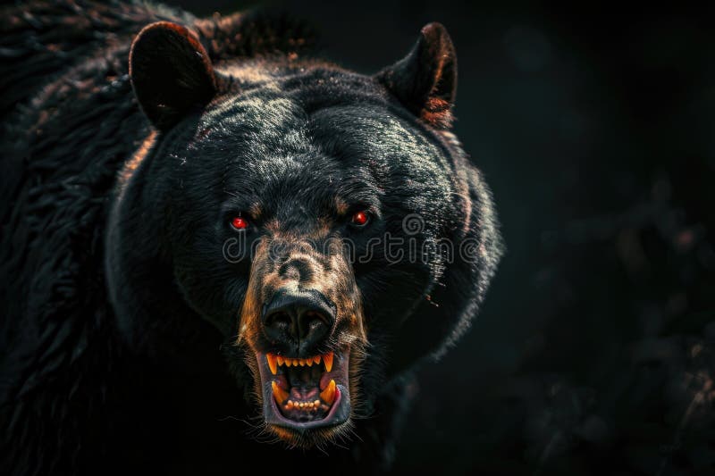 A Close-up Photo of a Black Bear S Face, with Its Mouth Open Revealing ...