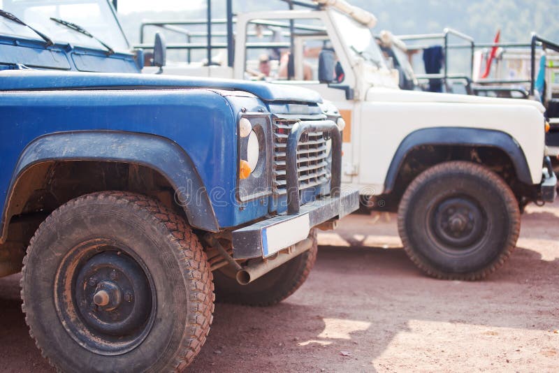 Close-up Photo of Blue Old Suv at the Off-road Stock Photo - Image of ...