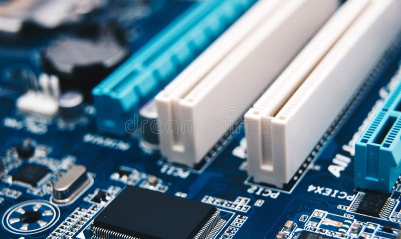 Close Up Photo of Blue PC Circuit Board Stock Image - Image of micro ...
