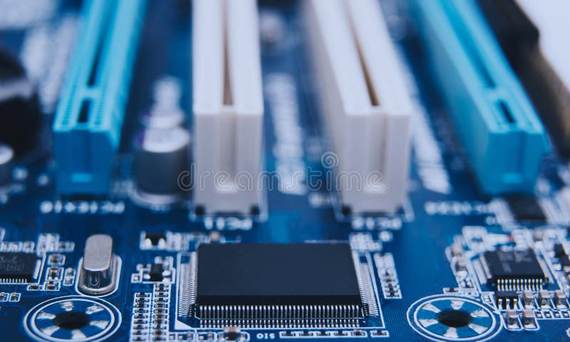 Close Up Photo of Blue PC Circuit Board Stock Photo - Image of ...