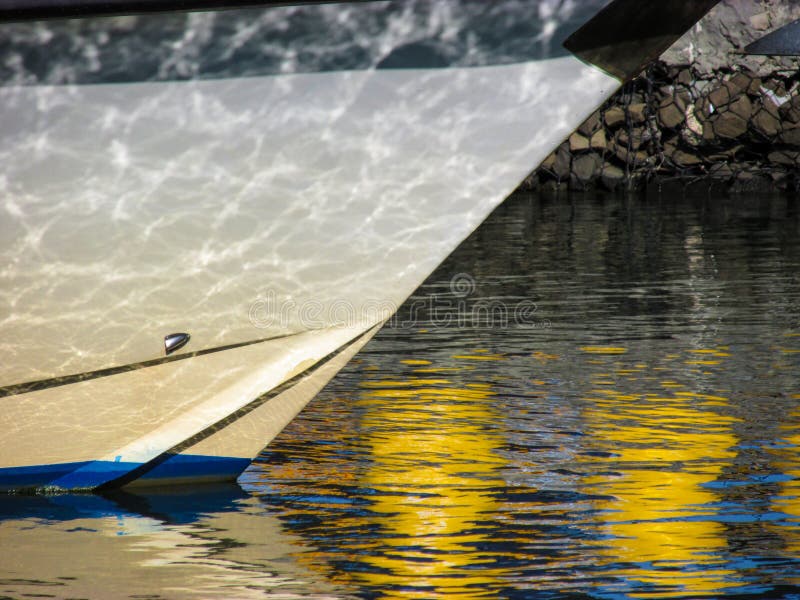 Close-up Photo of a Boat`s Bow with Patterns Caused by Water Reflection ...