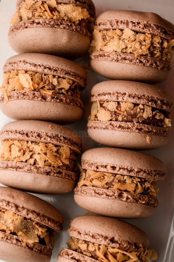 Close-up Photo of Brown Macaroons Decorated with Cornflakes Stock Image ...