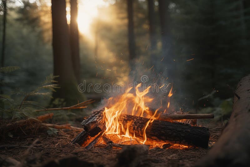Close-up Photo of Campfire with Beautiful Nature View. Generative Ai ...